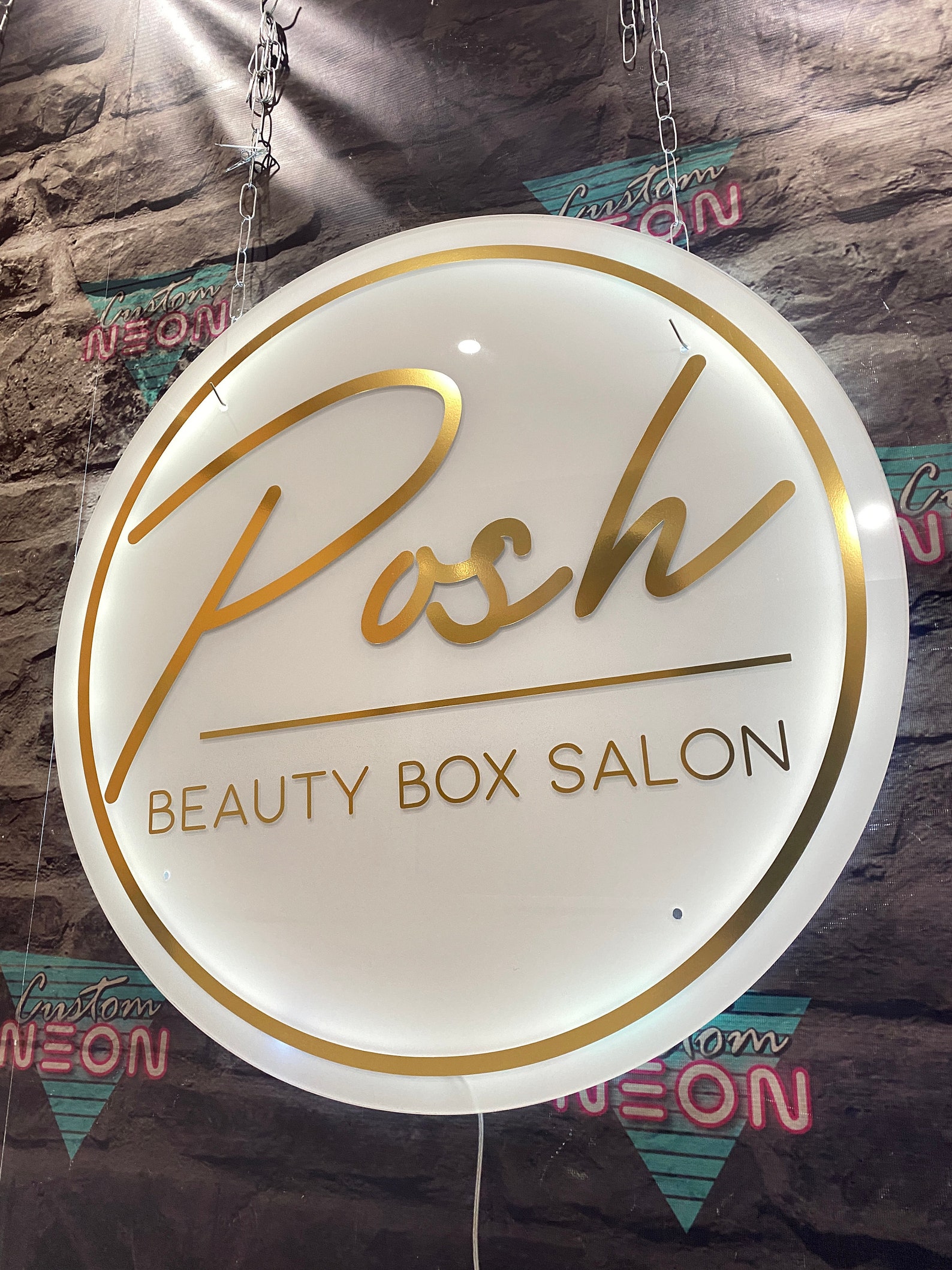 Acrylic Ivory Logo LED Light. Gold Mirror Letters Business - Etsy