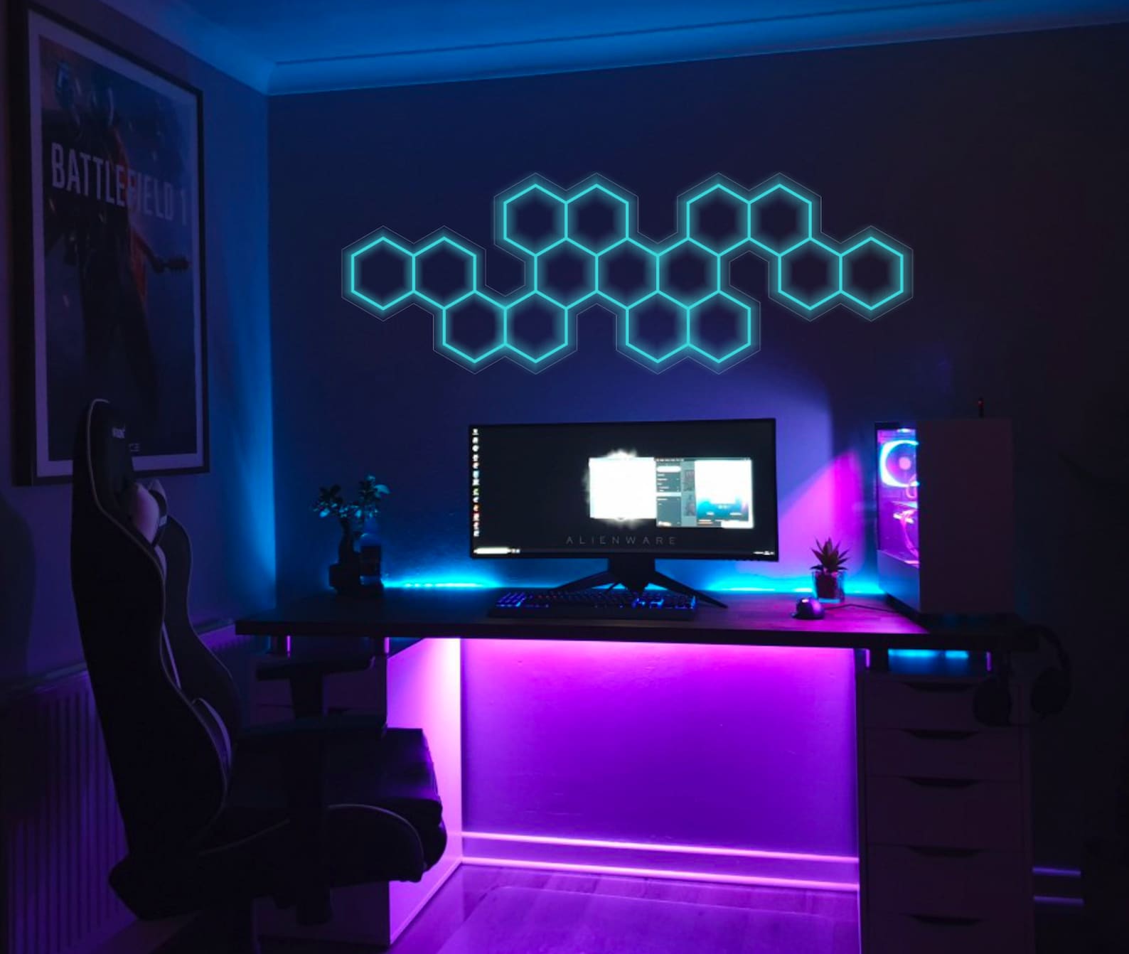 Honeycomb Neon LED Panel Hexagonal. Gaming Stock Exchange - Etsy