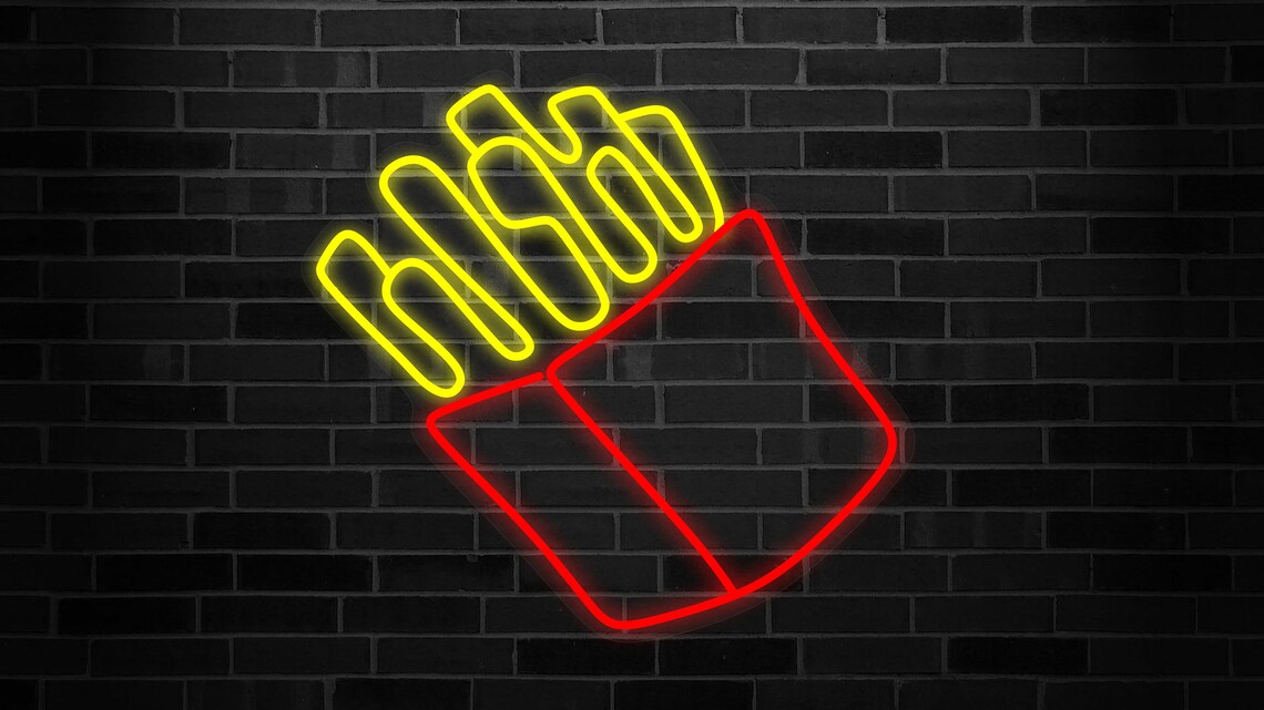French Fries Neon Sign Food Art Led Neon Sign Street Food - Etsy