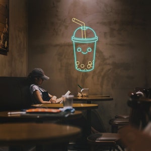 Bubble Tea Neon Sign for Cafe or Home Decor. Signboard of Street Food ...