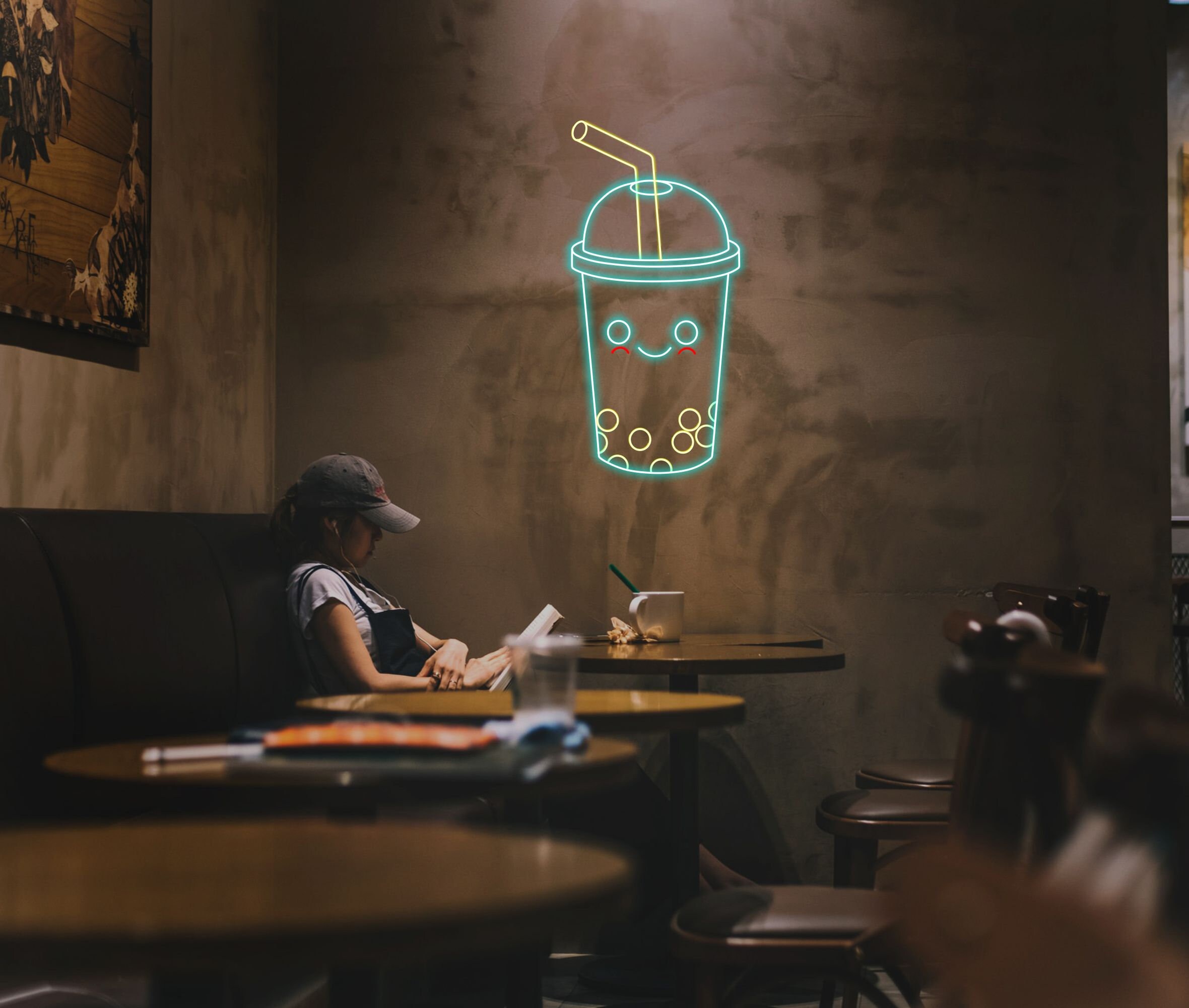 Bubble Tea Neon Sign for Cafe or Home Decor. Signboard of Street Food ...