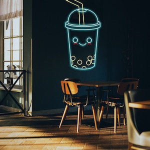 Bubble Tea Neon Sign for Cafe or Home Decor. Signboard of Street Food ...