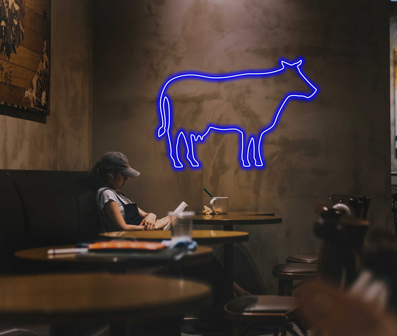 BBQ Cow Neon Sign: Restaurant Meat Market Decor - Etsy