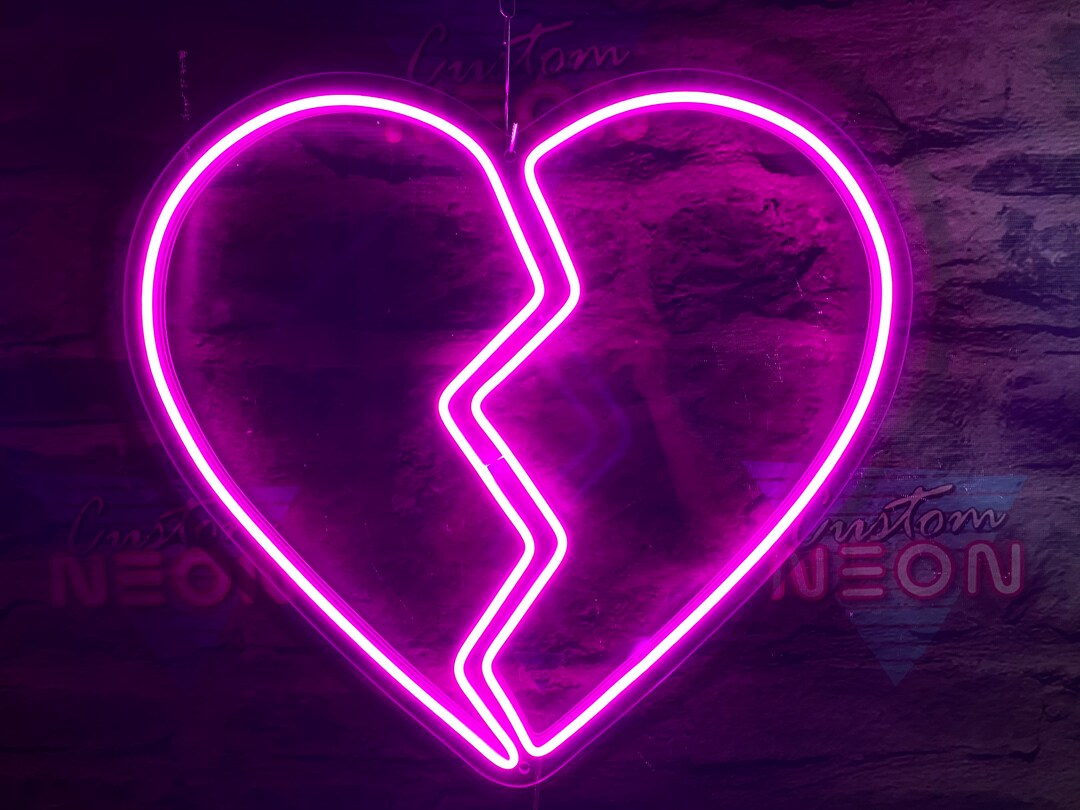 Broken Heart Neon Sign - Pink Neon Sign, Indie Aesthetic, Teen Girl ...