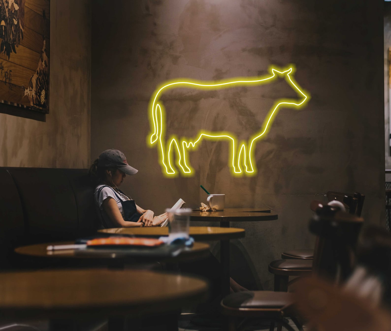 BBQ Cow Neon Signs Meat Sign for Restaurant. Ranch Decor - Etsy