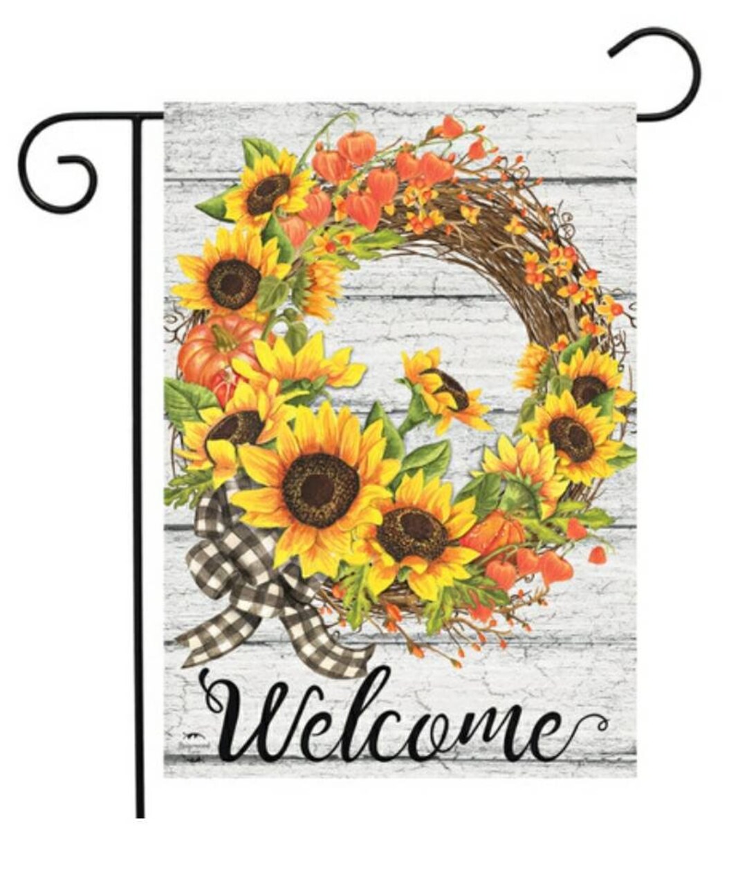 Fall Thanksgiving Sunflowers Buffalo Check Wreath Garden Flag - Etsy