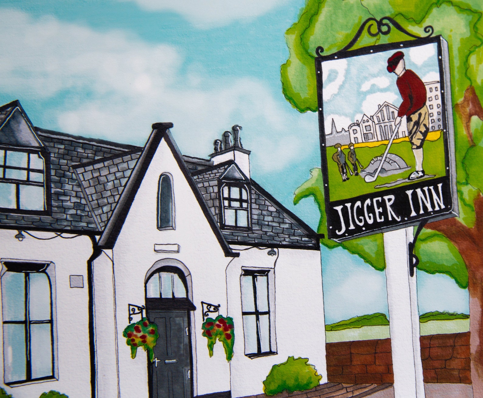 The Jigger Inn, St Andrews A4 Fine Art Print Golf Art St Andrews Art ...