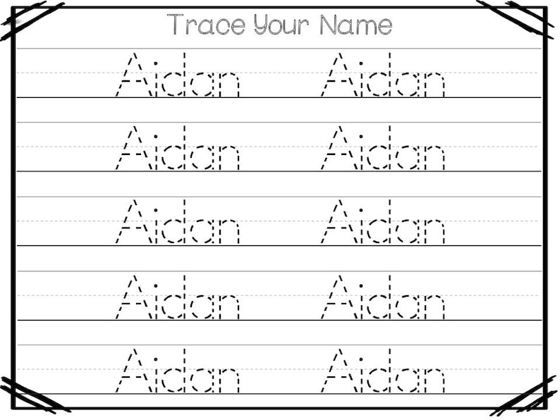 AIDAN No Prep Child First Name Tracing Worksheets and | Etsy