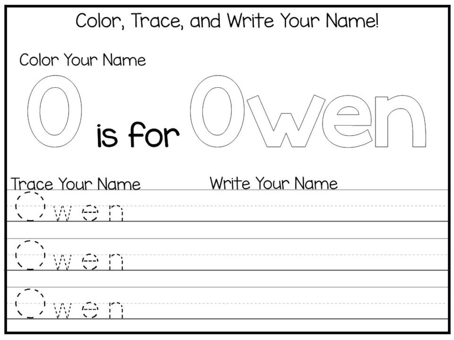 20 Printable OWEN Name Tracing Worksheets and Activities. No | Etsy