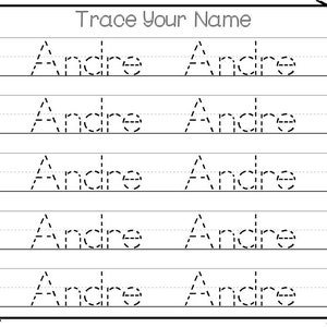 ANDRE printable name tracing worksheets and activities. 20 | Etsy
