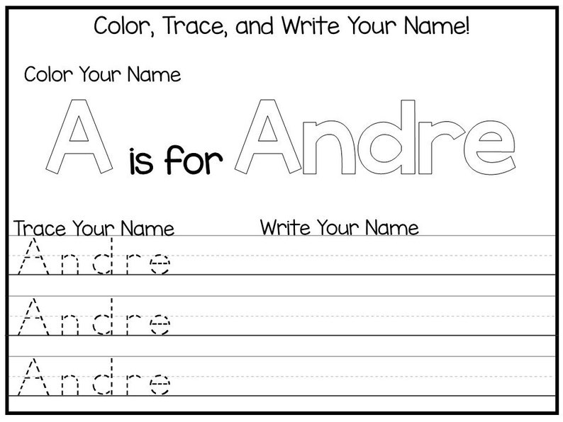 ANDRE printable name tracing worksheets and activities. 20 | Etsy