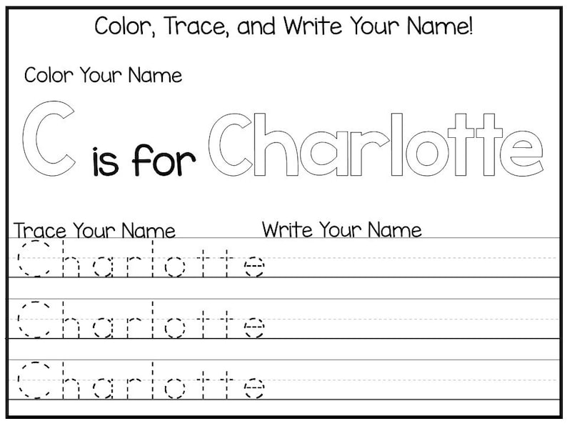 20 Printable CHARLOTTE Name Tracing Worksheets and Activities. | Etsy