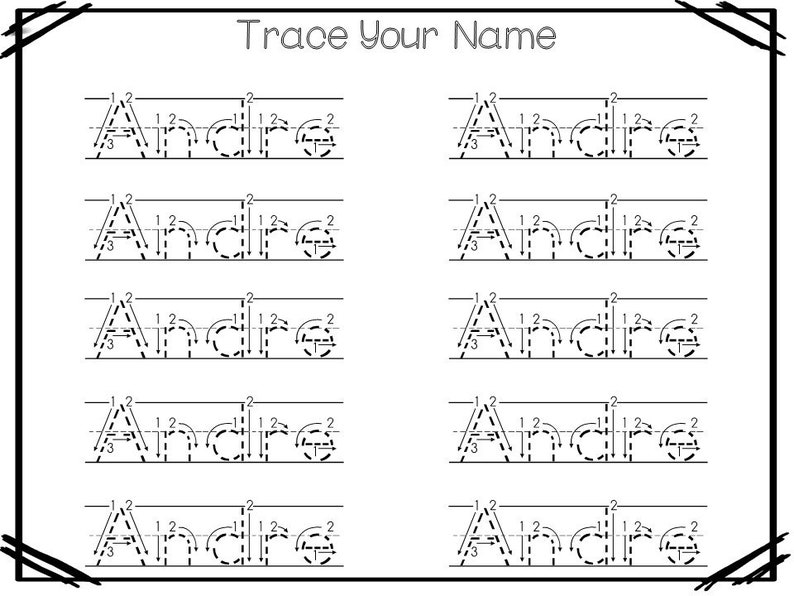 ANDRE printable name tracing worksheets and activities. 20 | Etsy