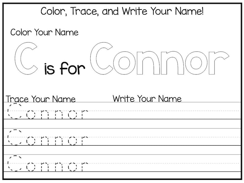 20 Printable CONNOR Name Tracing Worksheets and Activities. No | Etsy
