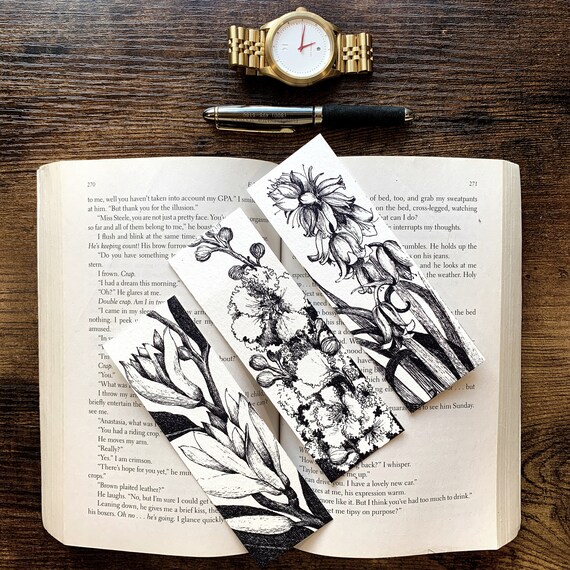 Set 3 Bookmark Prints of My Original Pen Drawing | Etsy