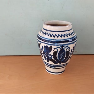 Romanian Corund Cobalt Blue Floral Ceramic Vase Székelyland Hungarian ...