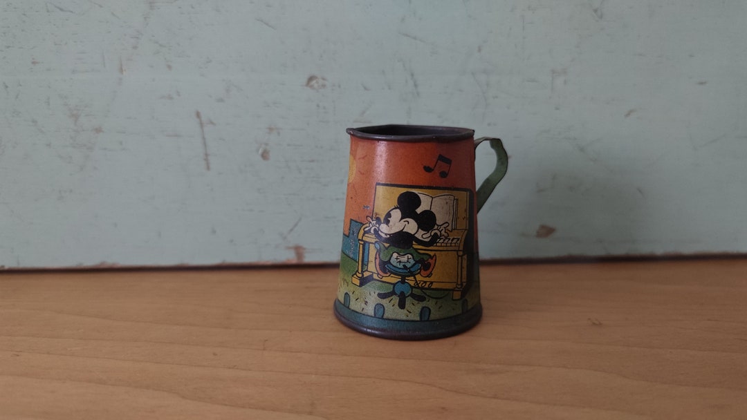 1930 Mikey Mouse Tin Pitcher Helpmates Miniature Toys Ohio Art Co. Tin ...