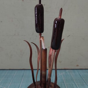 Copper Cattail Oil Lamp Sculpture Midcentury Metal Art Sculpture - Etsy