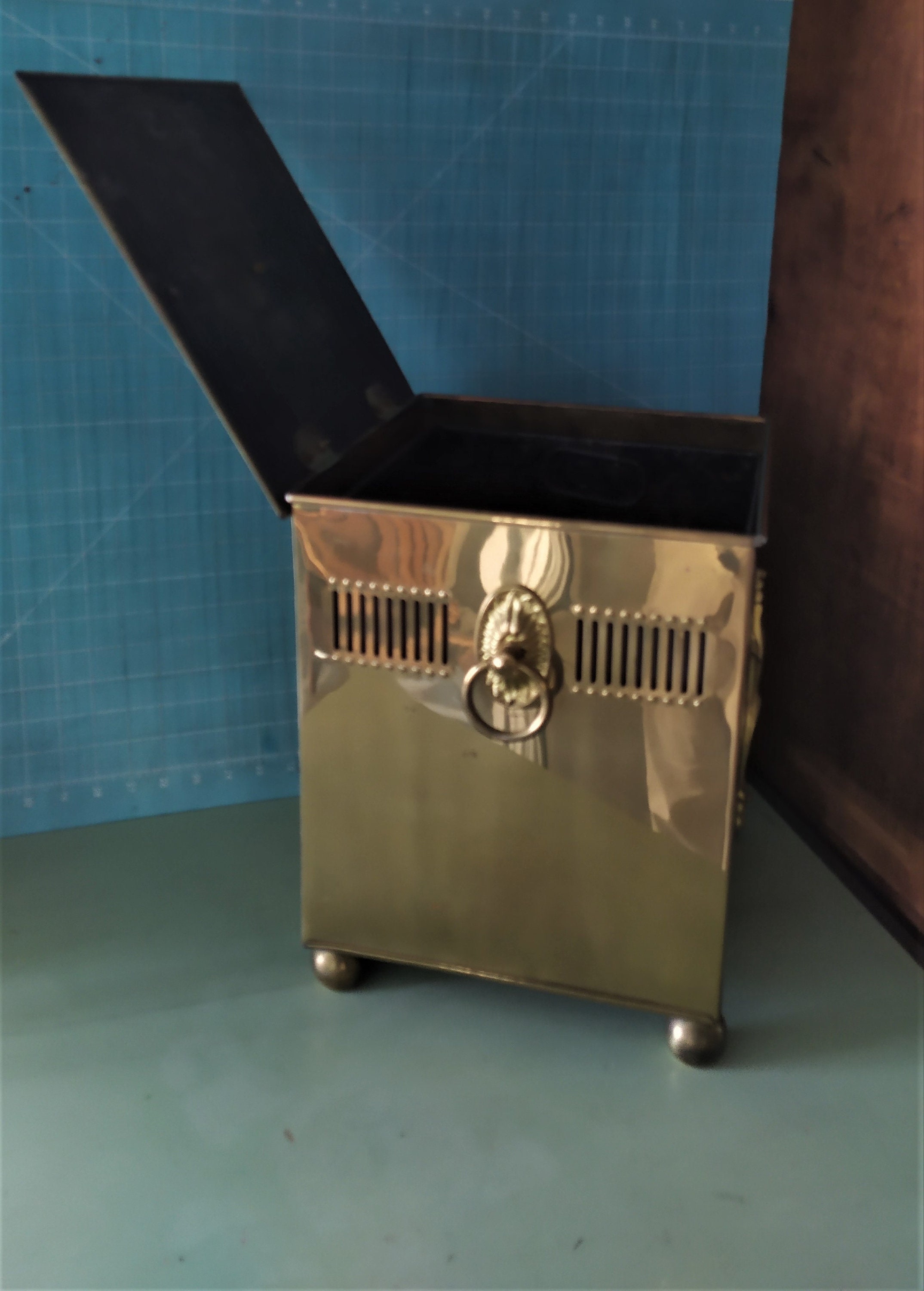 Antique Brass Coal Scuttle Box - Etsy