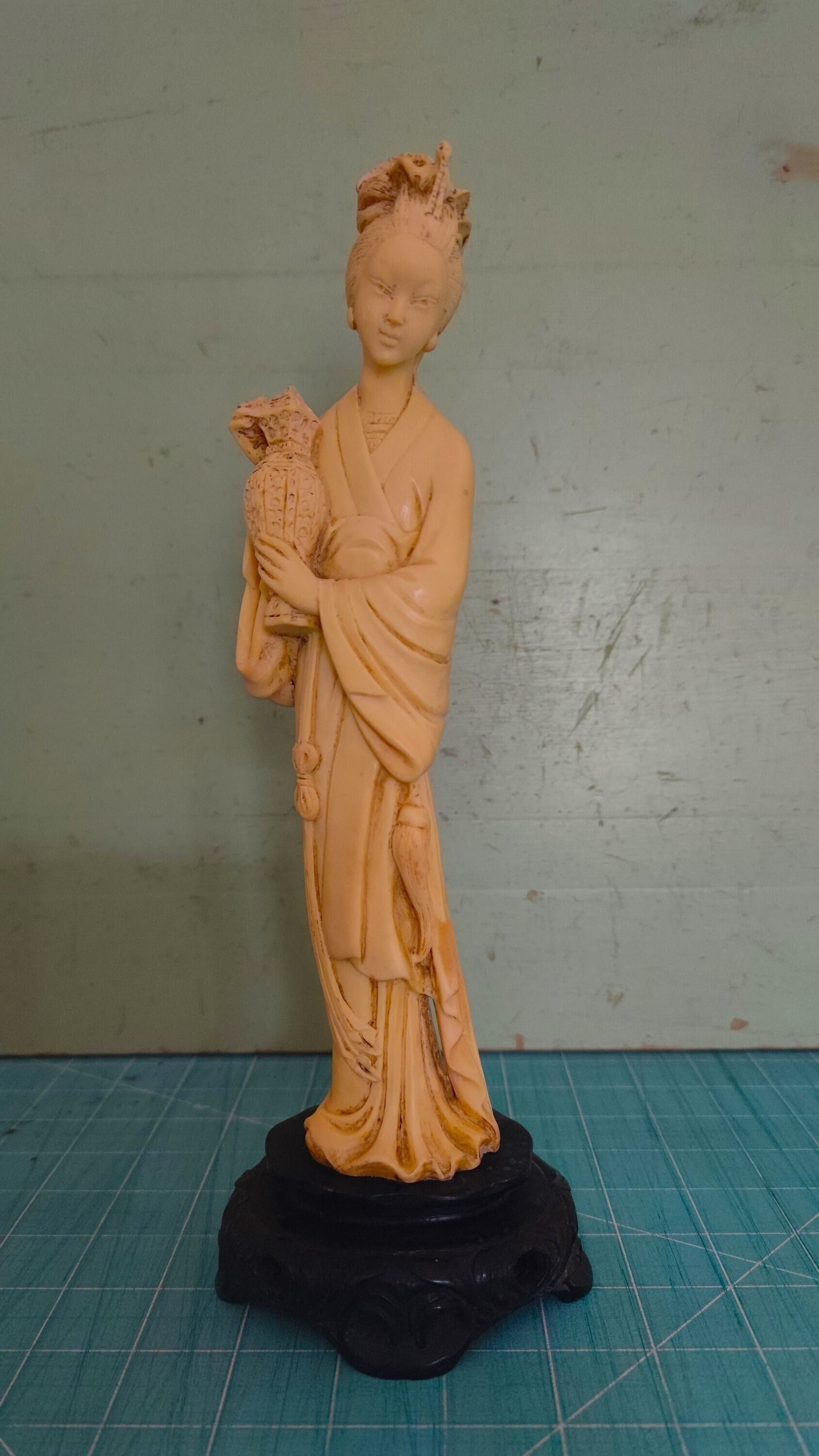 A. Santini Japanese 12” Geisha Alabaster Resin Sculpture Geisha With ...