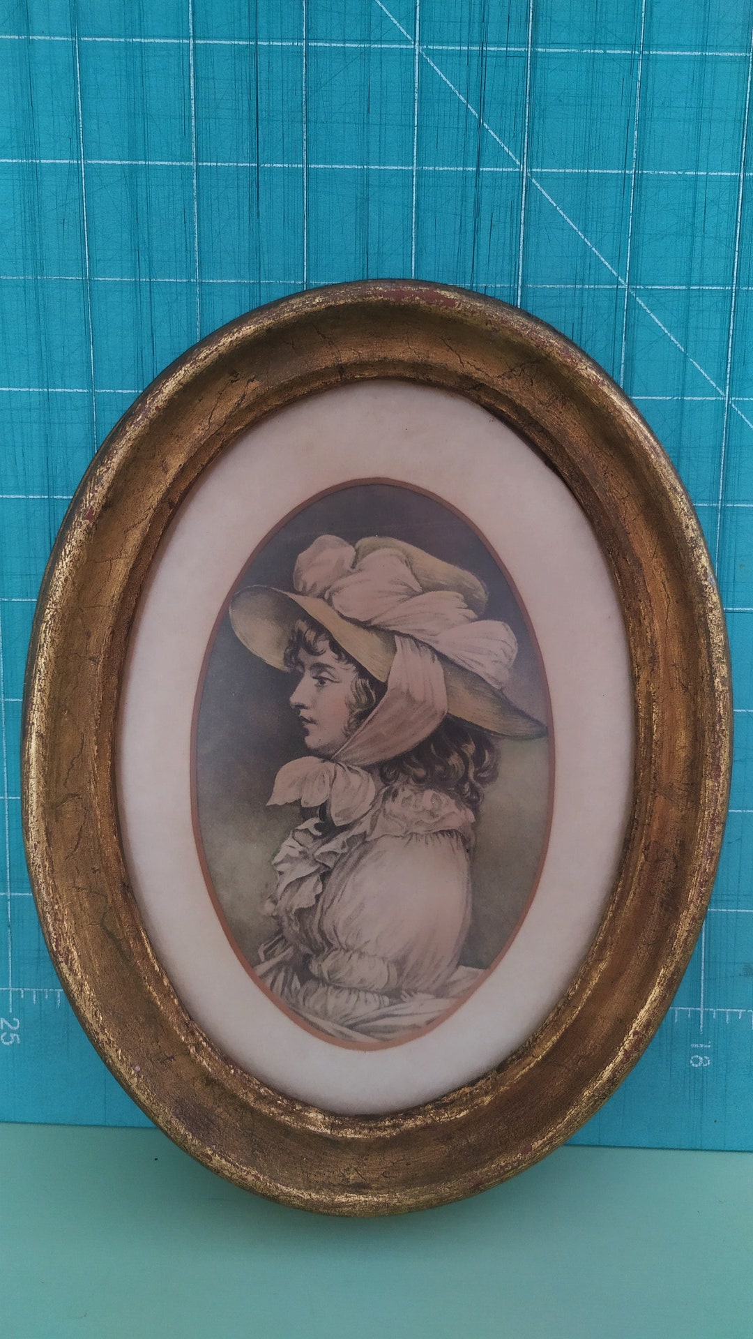 Antique Portrait Colored Mezzotint Engraving Little Miss Lady - Etsy