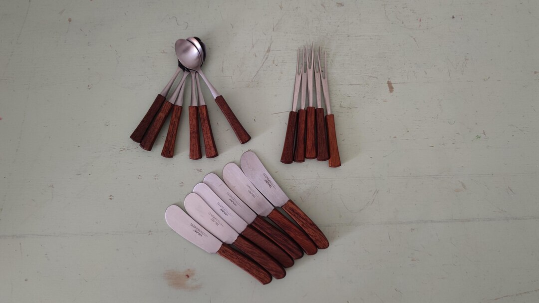 TEAK Appetizer Utensils Japan Mid Century Teak Hors D'oeuvre Cocktail ...