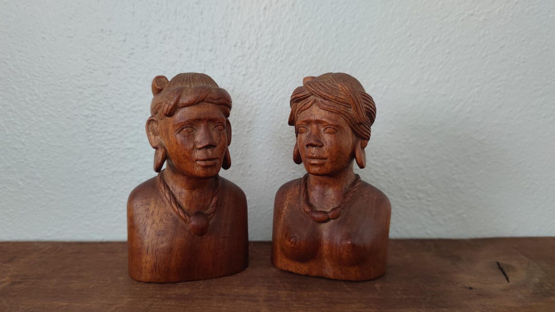 Indigenous Igorot Peoples Hand Carved Narra Wood Half Bust Sculptures ...