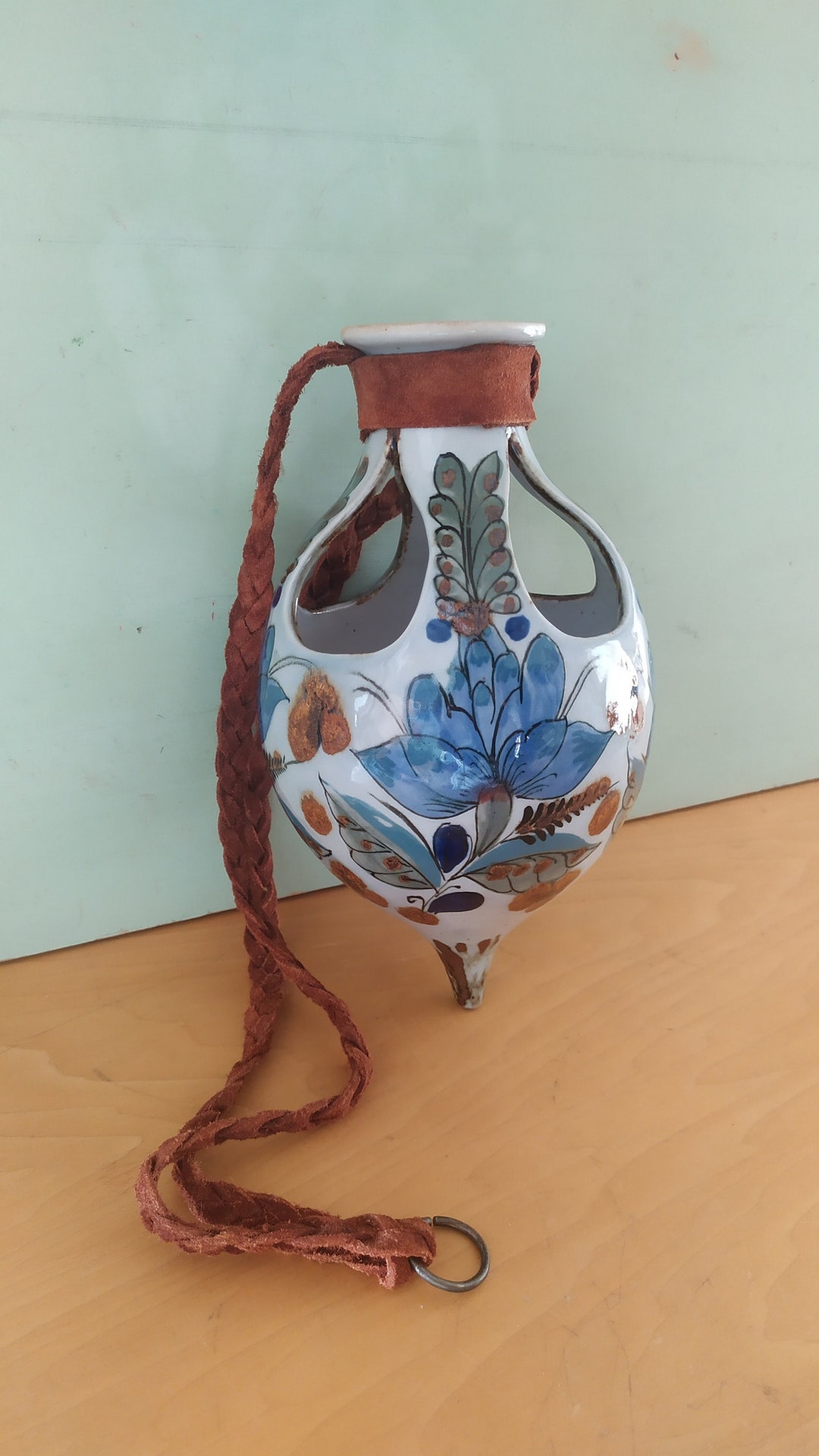 Erandi Tonala Pottery Hanging Planter Basket Mexican Talavera Hanging ...