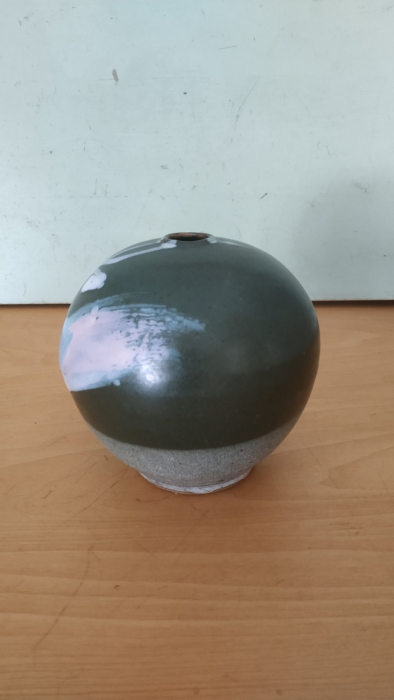 Vintage Fine Art Pottery Round Globe Ceramic Sphere Japanese Style Bud ...