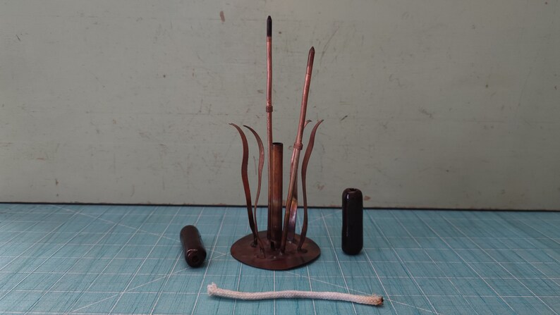 Copper Cattail Oil Lamp Sculpture Midcentury Metal Art Sculpture - Etsy