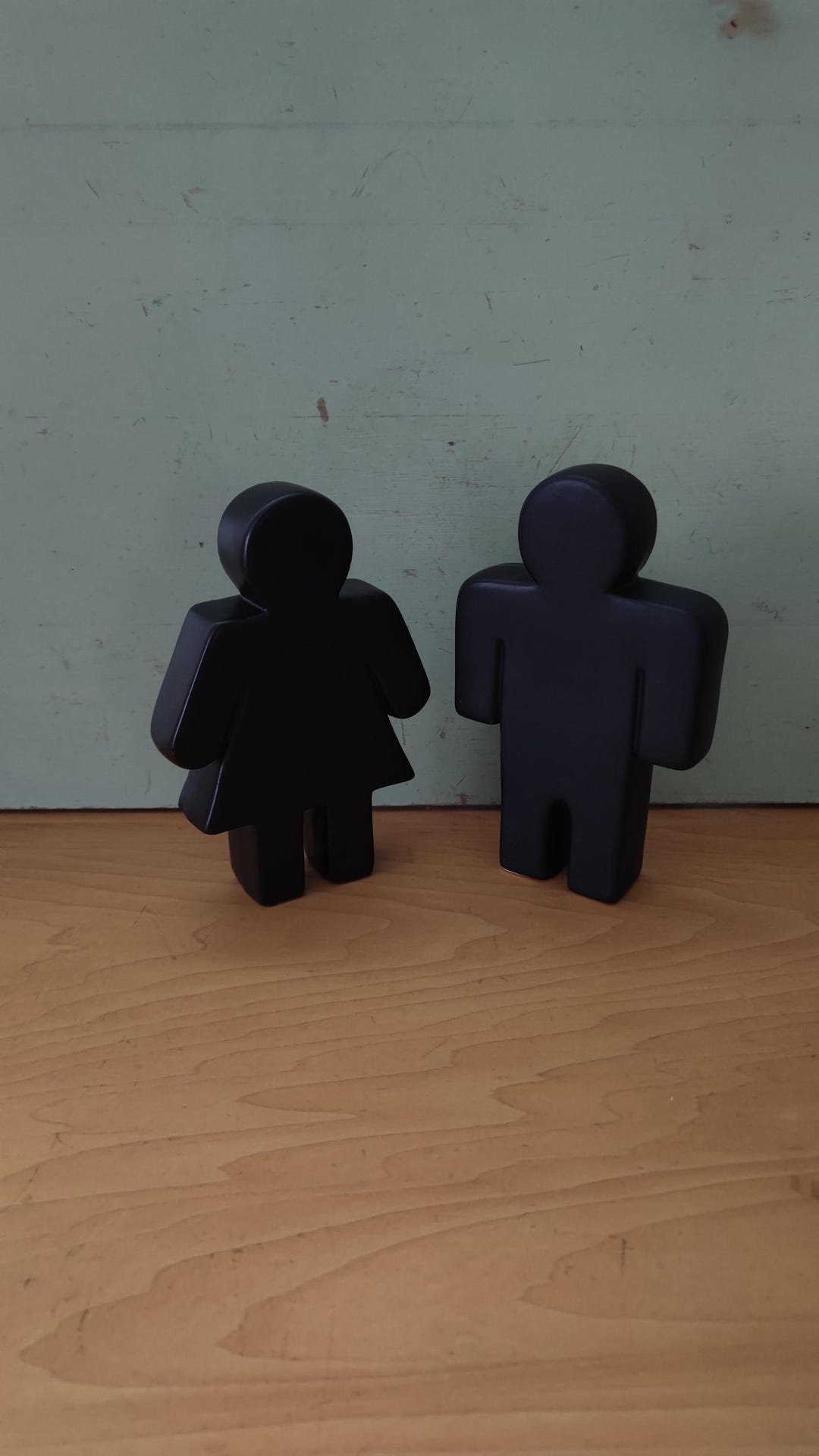 Ceramic Man Woman Bathroom WC Cut Out Ceramic Figurines Matte Black - Etsy