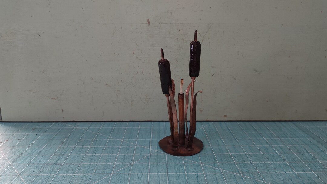 Copper Cattail Oil Lamp Sculpture Midcentury Metal Art Sculpture - Etsy