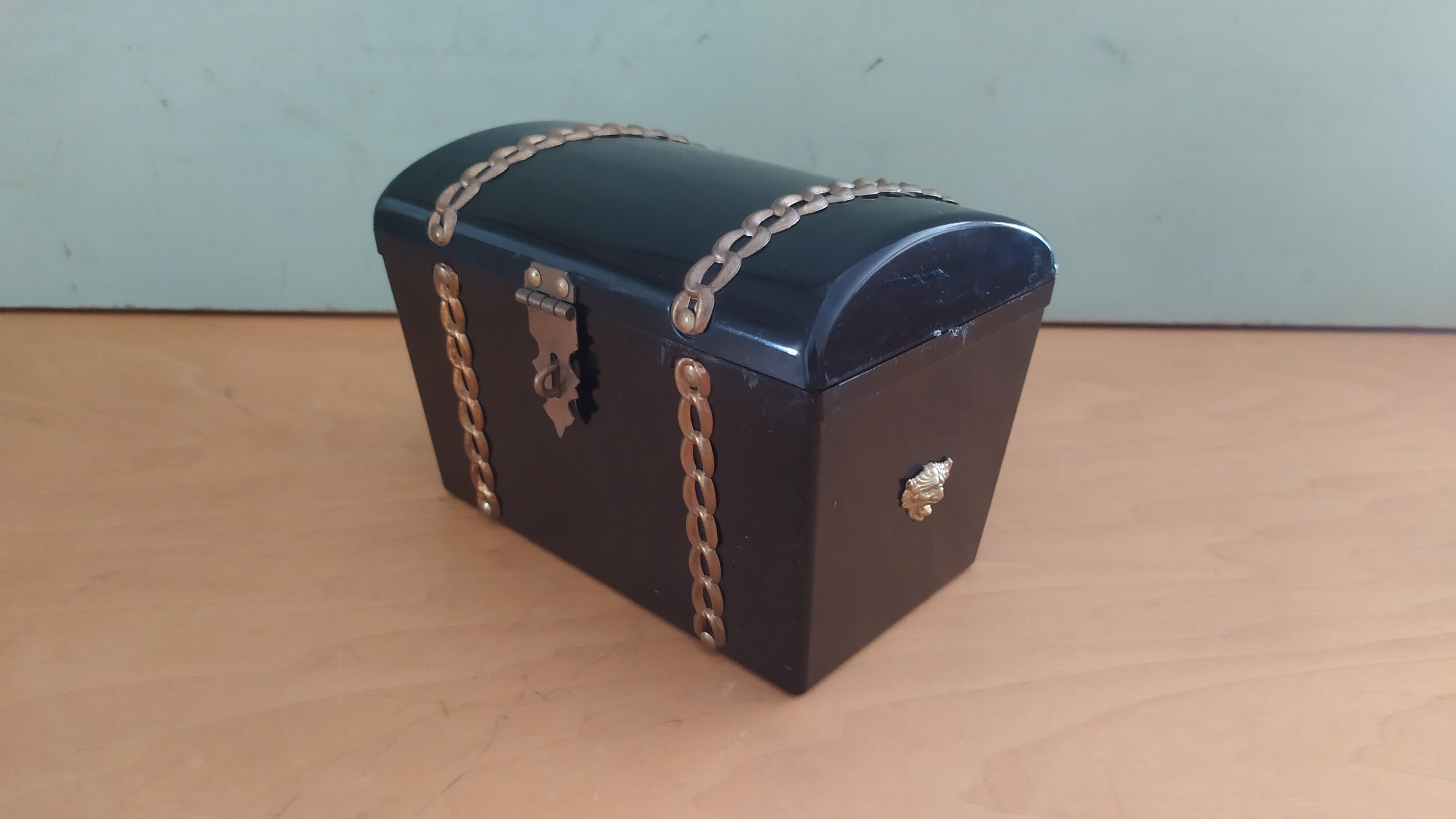 Vintage Playhouse Children’s Black Casket Treasure Trunk Box Pirate ...