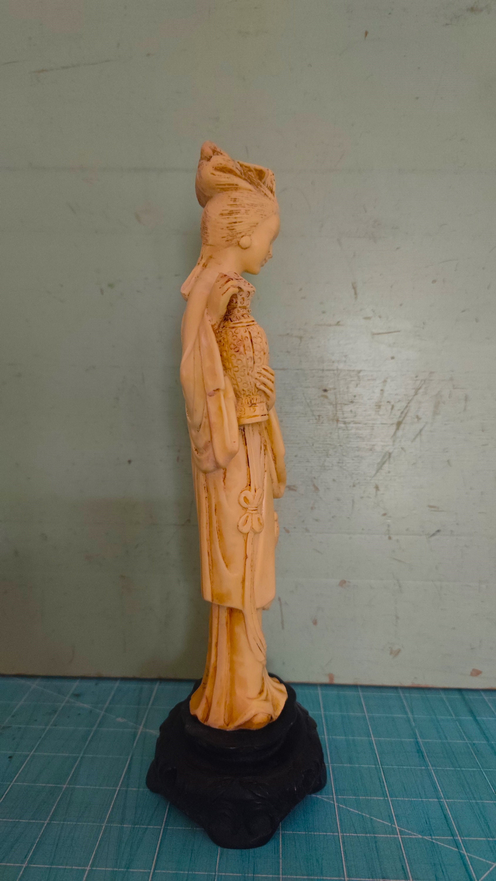 A. Santini Japanese 12” Geisha Alabaster Resin Sculpture Geisha With ...