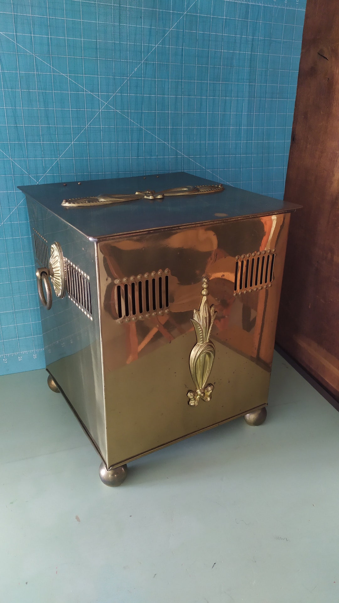 Antique Brass Coal Scuttle Box - Etsy