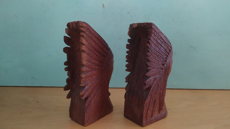Native American Indian Carved Sequoia Cherokee Chieftain Sculptures ...