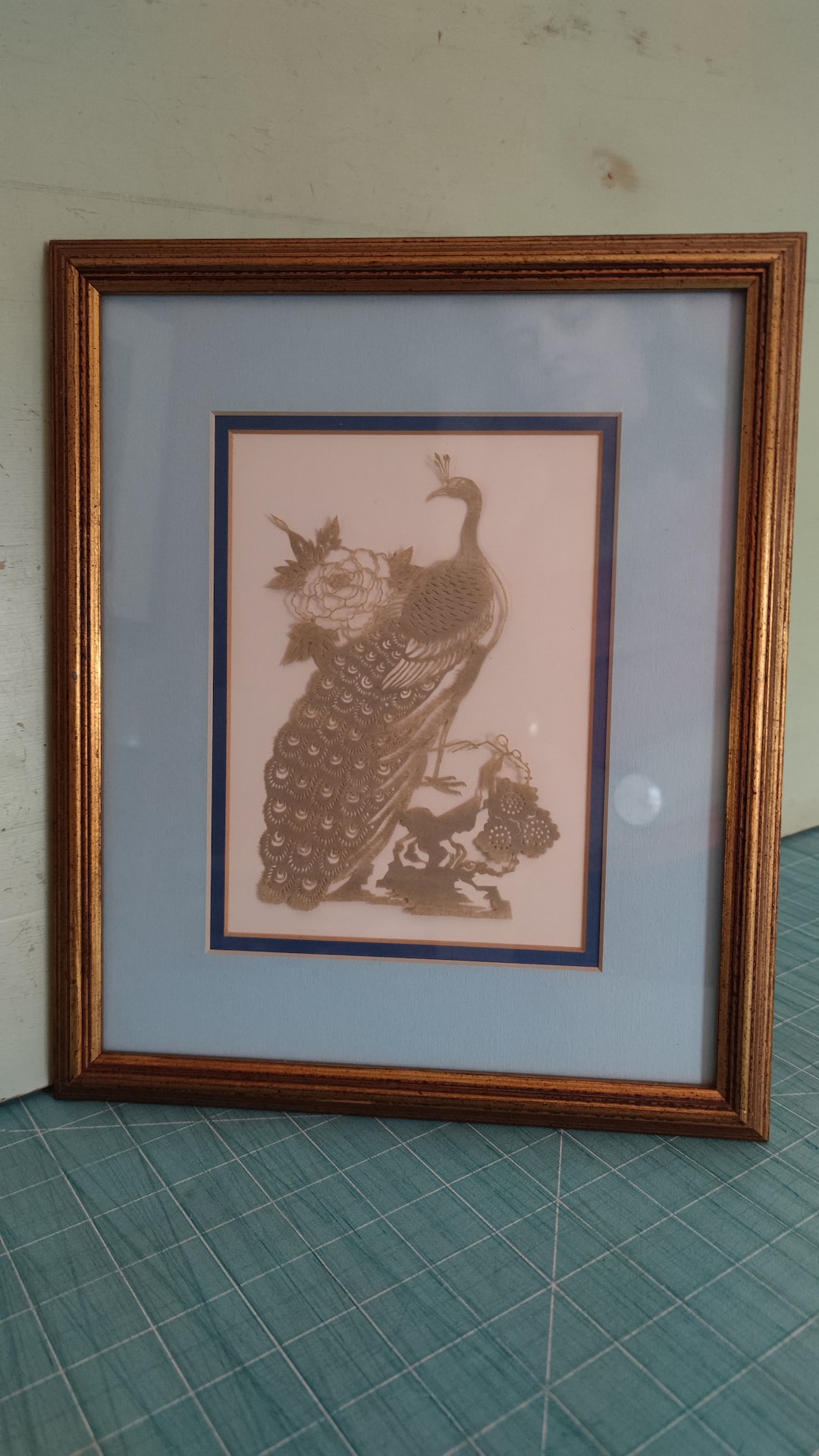 Vintage Scherenschnitte Framed Papercutting Art Peacock Frame Guild of ...