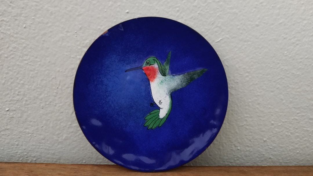 Norman Brumm Hummingbird Enamel Blue Small Copper Plate - Etsy