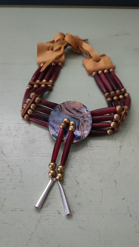 Native American Clamshell Choker Necklace Native Amer… - Gem