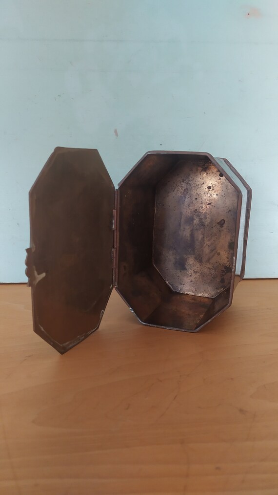 Vintage India Bronze and Brass Octagon Casket Box - Gem