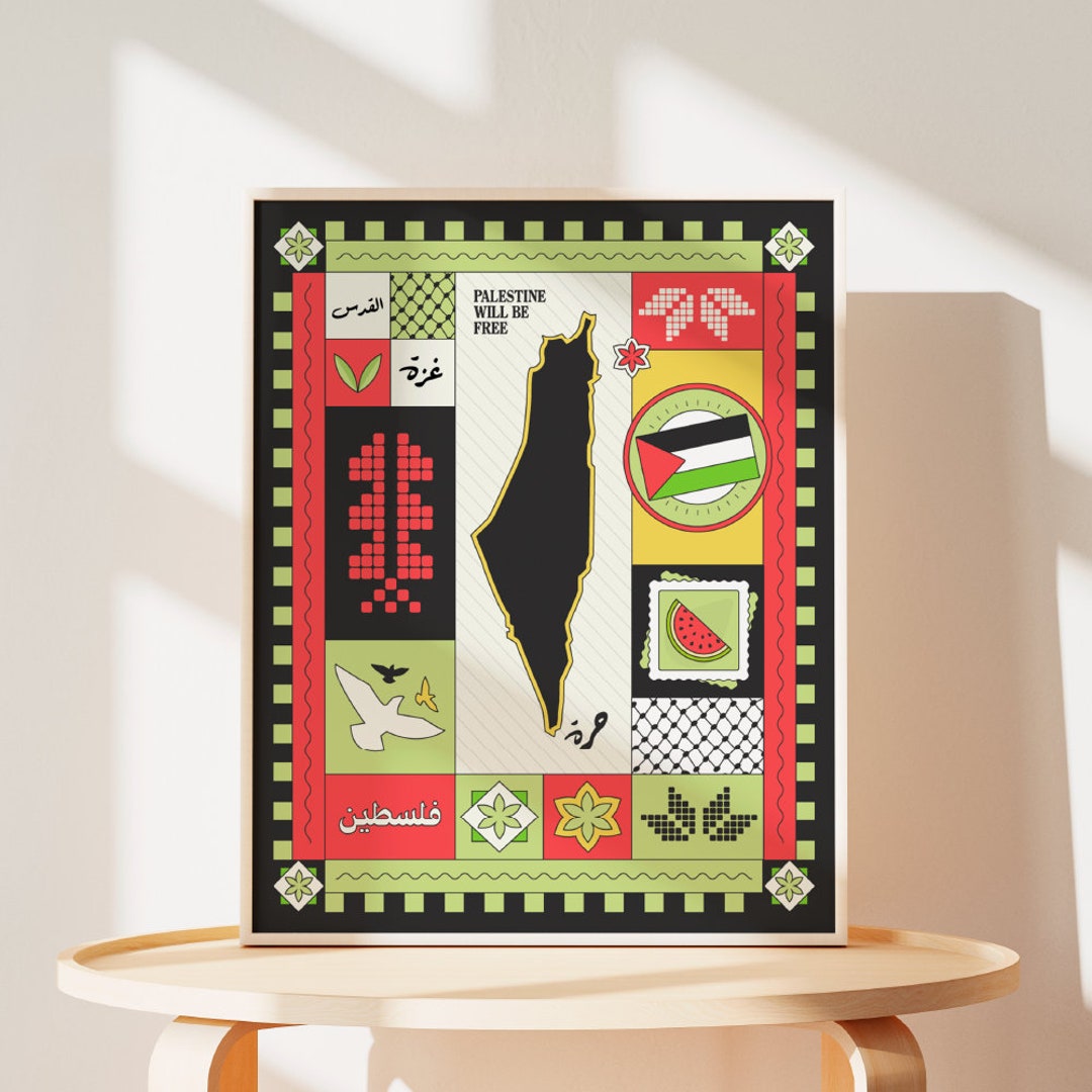 Art Print Free Palestine Falasteen Arabic Typography Tatreez Stationary ...