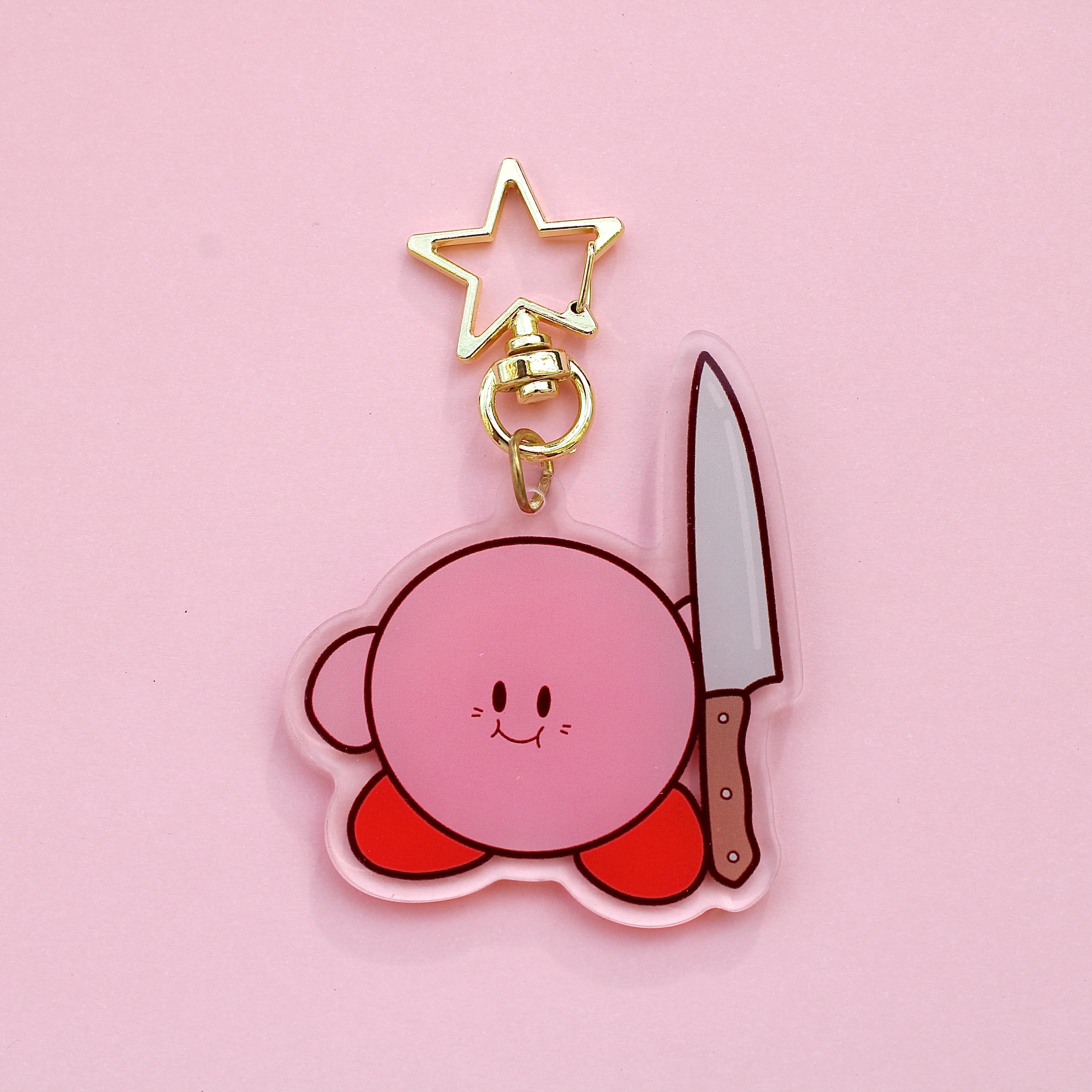 Kirby With a Knife Acrylic Keychain - Etsy