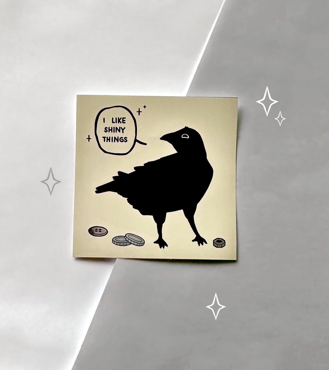 I Like Shiny Things Crow Vinyl Sticker - Etsy