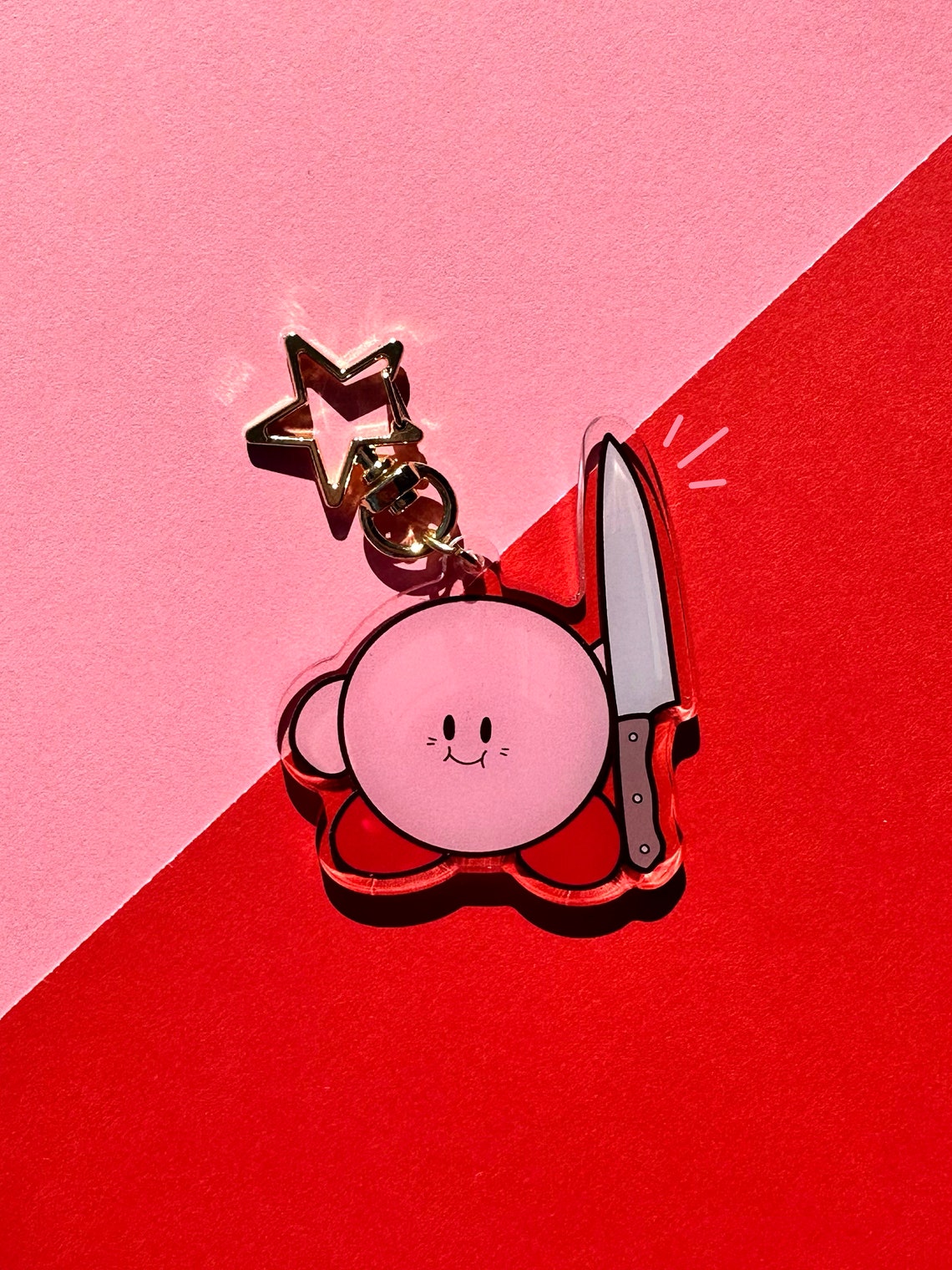 Kirby With a Knife Acrylic Keychain - Etsy