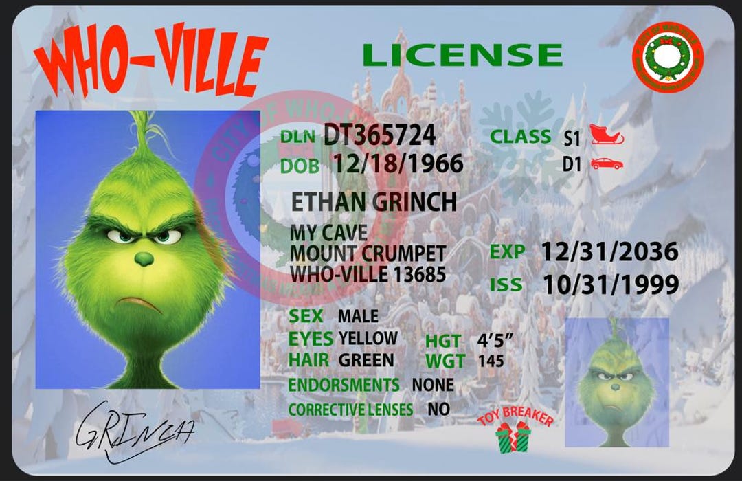 Grinch License - Etsy