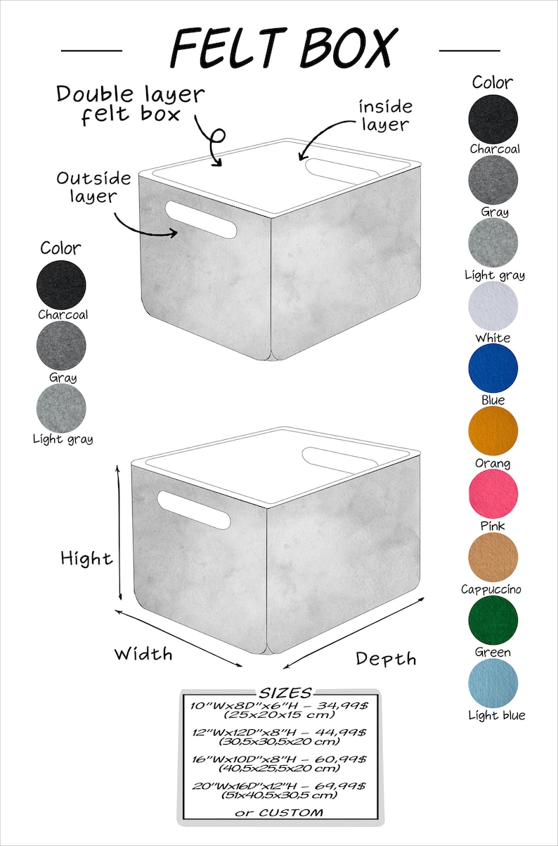 Original Felt Box. Modern House-holding. Custom Size Available ...