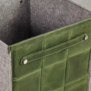 Leather Storage Bin With Gray Felt Inner. Custom Size is Possible. - Etsy