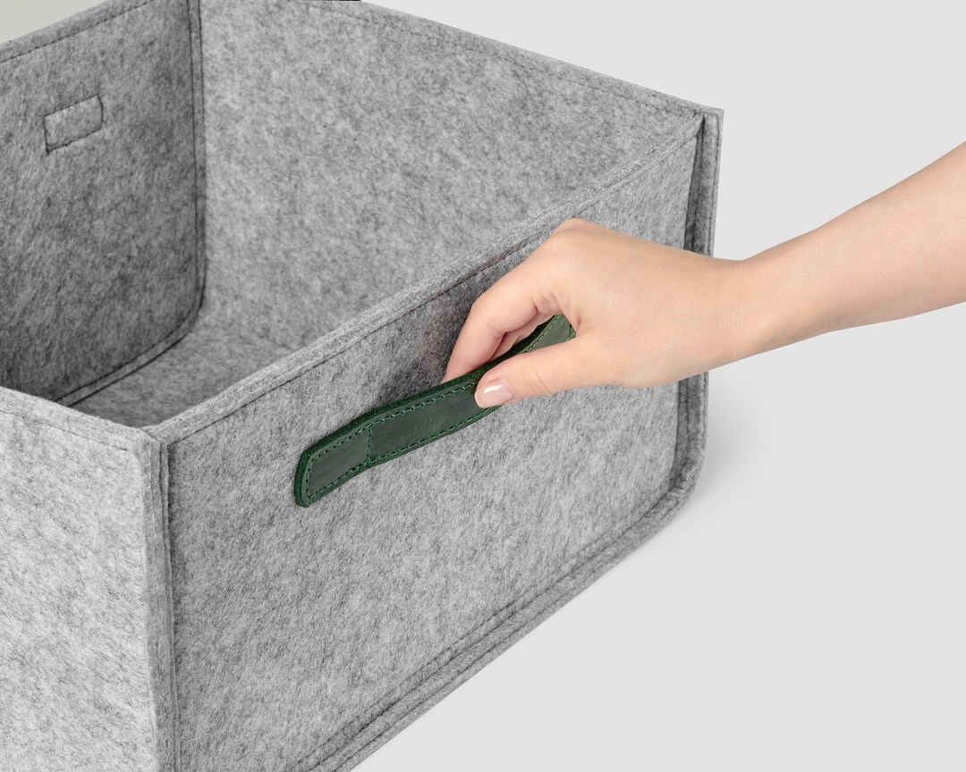 Storage Box With Leather Hands for Wardrobe Shelfs. Custom Size Bins ...