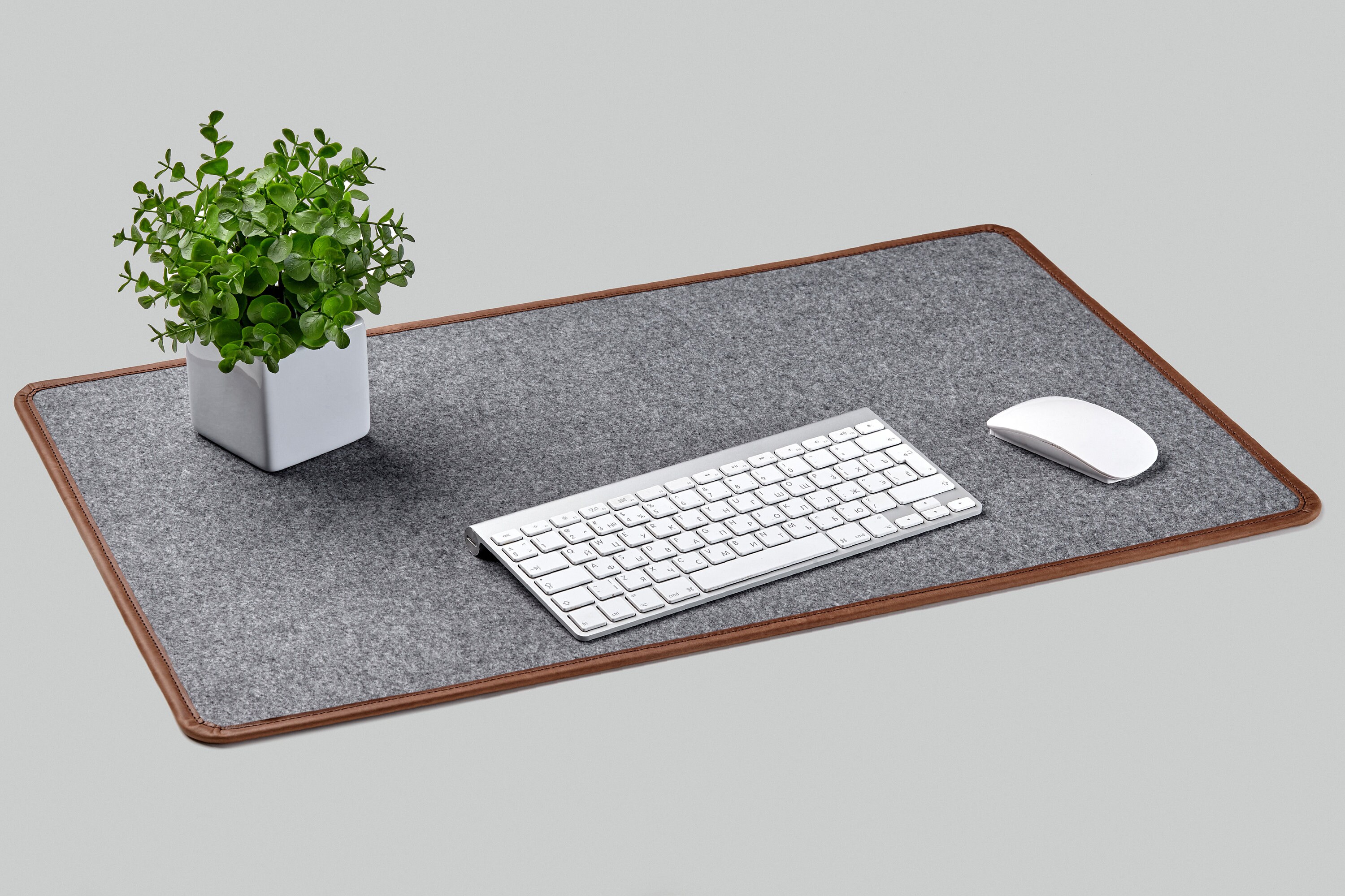 Felt desk mat with leather edges. Upgrade your workplace. | Etsy