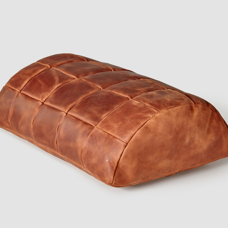 Leather Pouf Foot Rest - Etsy